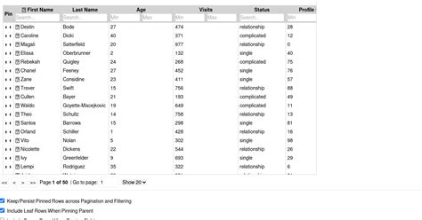 Tanstack Table Example Row Pinning Codesandbox