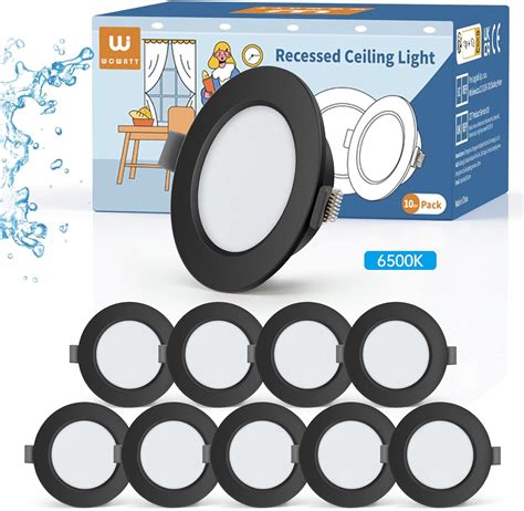 wowatt Spot LED Encastrable Extra Plat Noir φ98 25mm Spot Encastrable