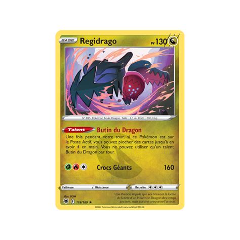 Regidrago Pv 130 118 189 Carte Rare Épée et Bouclier Astres