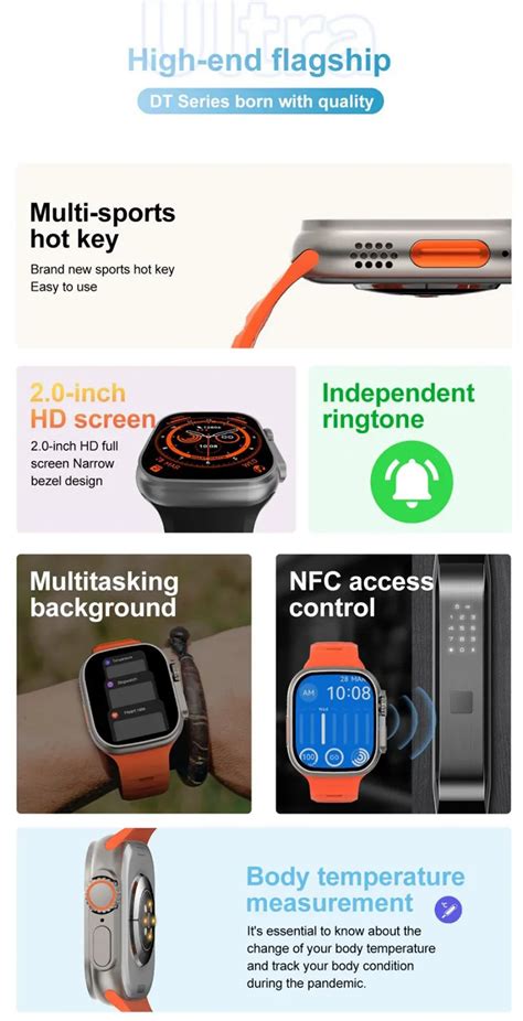 DT NO 1 DT8 Ultra Smart Watch Gadget Track BD