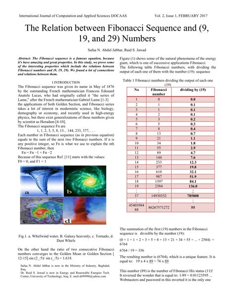 pdf the relation between fibonacci sequence and 9 19 and 29 numbers