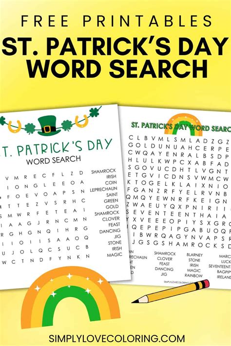 6 St Patrick S Day Word Search Puzzles Free PDF Printables Simply