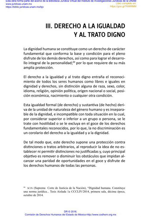Pdf Iii Derecho A La Igualdad Y Al Trato Digno Iii Derecho A La