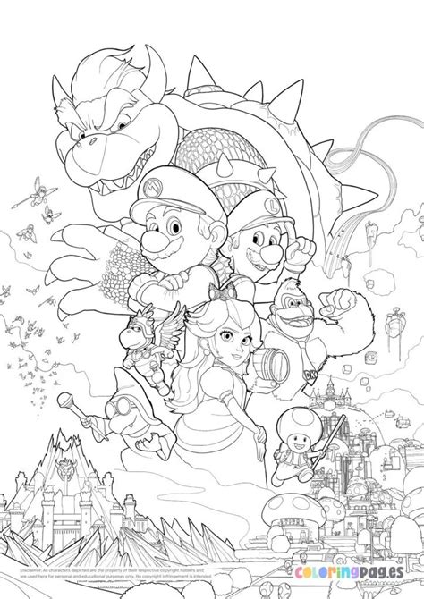 Super Mario Bros Movie Poster Coloring Page Coloring Pages Super