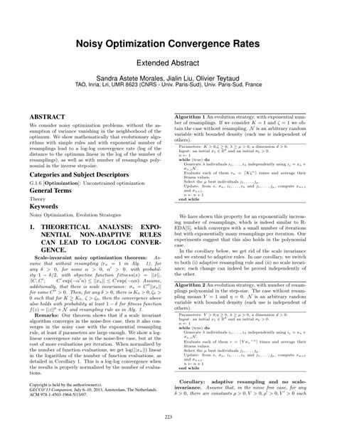pdf noisy optimization convergence rates
