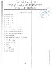 AP Calc AB Formula Sheet Answers Pdf Course Hero