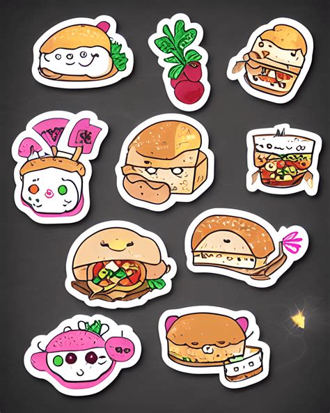 Kawaii Food Sticker Designs Creative Fabrica