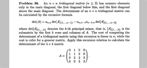 solved problem 38 an n x n tridiagonal matrix n 3 has