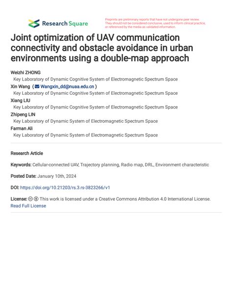 pdf joint optimization of uav communication connectivity and obstacle avoidance in urban
