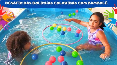 Desafio das Bolinhas Coloridas bambolê na piscina divertido YouTube