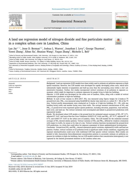 2019 a land use regression model kriging no2 pm2 5 china pdf cross validation