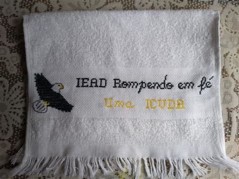 Ponto cruz Toalhinha de mão Águia Igreja Assembléia de Deus
