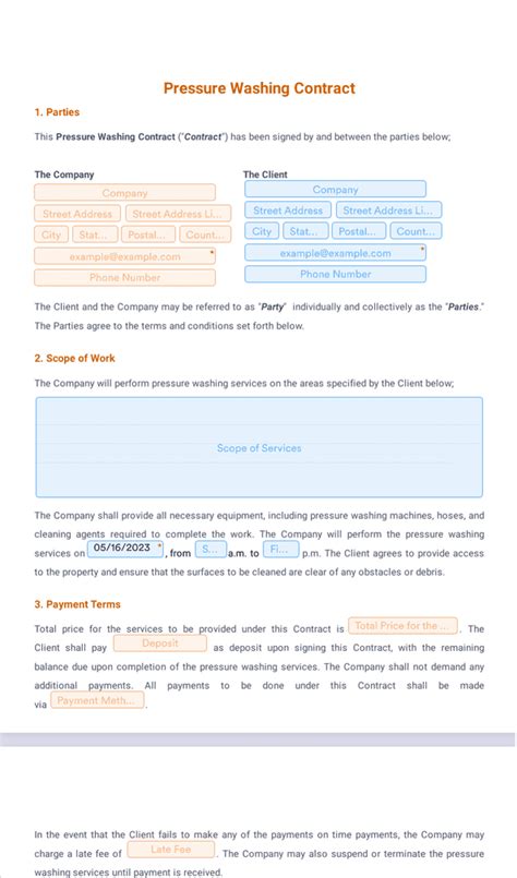 Pressure Washing Contract Template Sign Templates Jotform