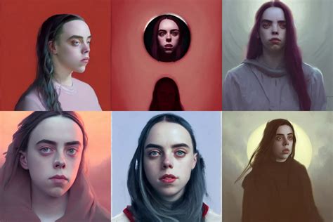Portrait Of Photorealistic Billie Eilish Shadow Cast Stable