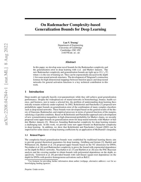 on rademacher complexity based generalization bounds for deep learning deepai