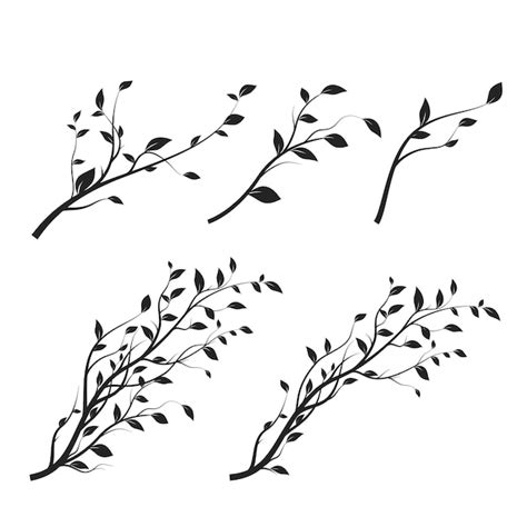 Premium Vector Set Of Tree Branch Branch Silhouette Isolated On