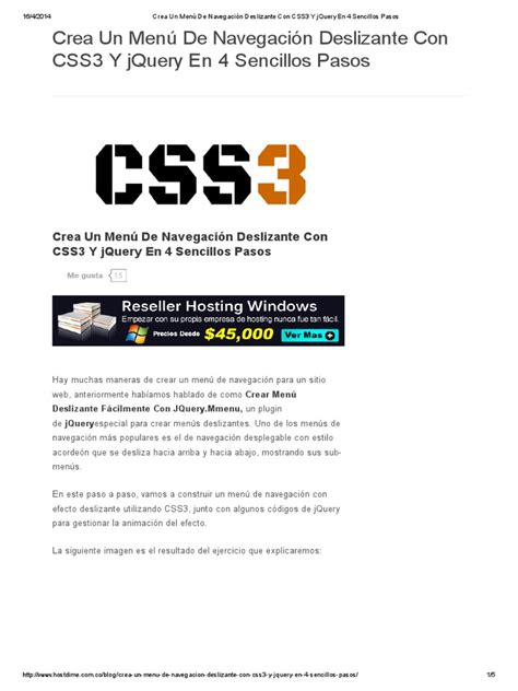menú de navegación deslizante con css3 y jquery pdf pdf hojas de estilo en cascada html