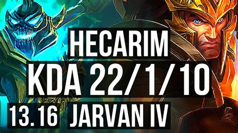 HECARIM Vs JARVAN IV JNG 22 1 10 Legendary Quadra 700 Games