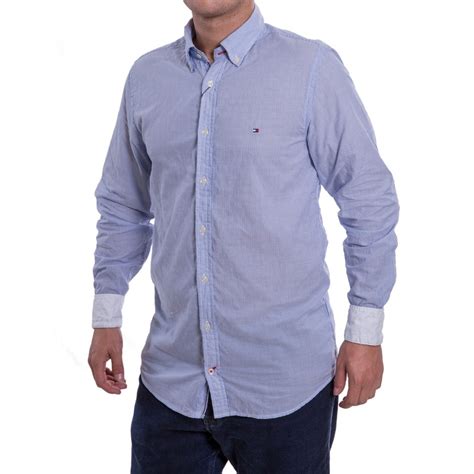 Bizz Store Camisa Social Masculina Tommy Hilfiger Slim Fit Azul