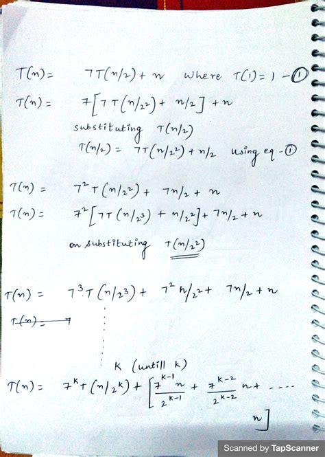 [solved] solve using substitution 1 solve the following recurrence relation course hero