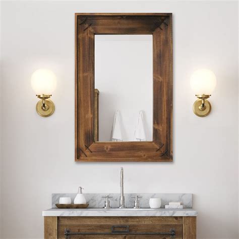 Buy ZENIDA Wood Rustic Farmhouse Mirror 36 X 24 Inch Large Vanity