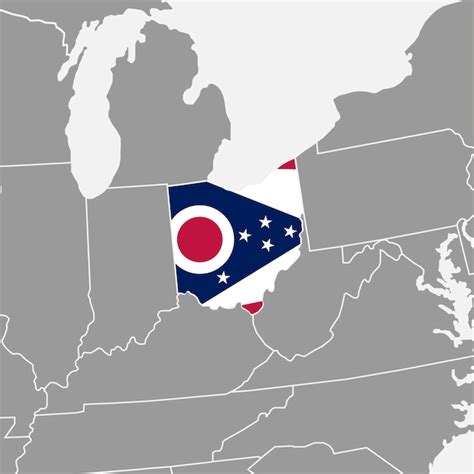 Premium Vector Ohio State Map With Flag Vector Illustration