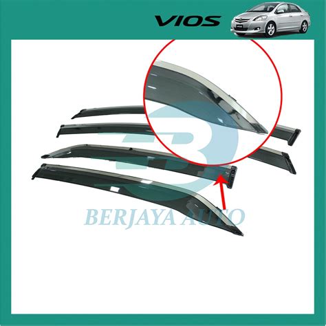 Toyota Vios 2nd Gen NCP93 20072012 Door Visor With Steel Chrome