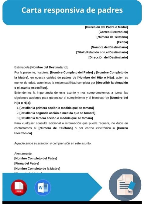 Carta Responsiva De Menores Word Pdf