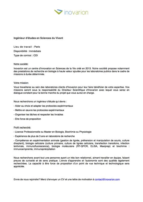 Lettre de motivation cdi ingénieur laboite cv fr