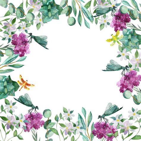 Watercolor Floral Border Stock Vector DinaL 58489499