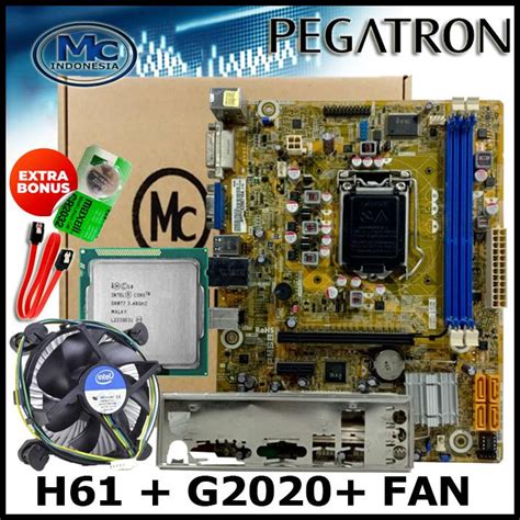Jual Mainboard Motherboard Lga 1155 H61 Oem Processor G2020 Fan