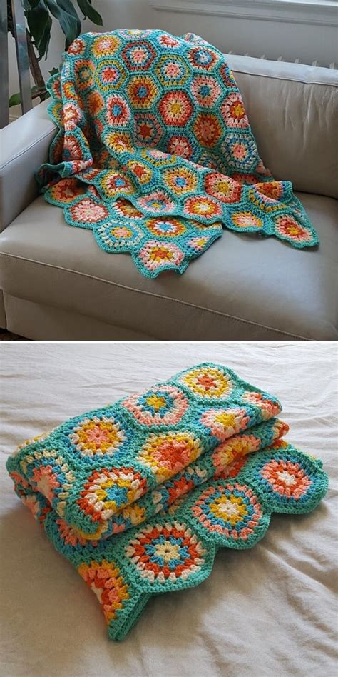 Crochet Hexagon Blanket Hexagon Crochet Pattern Granny Square Crochet