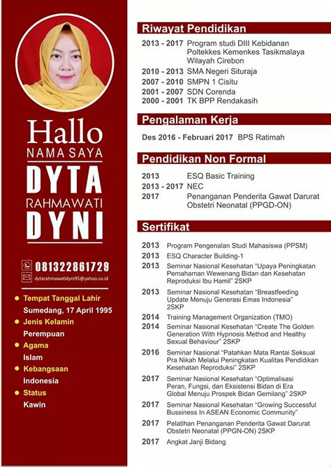 Menarik 17 Contoh CV Lamaran Kerja Yang Baik Dan Benar