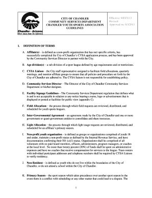 Fillable Online Chandleraz CYSA Guidelines City Of Chandler