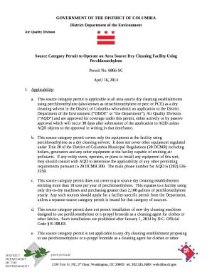 Source Category Permit To Operate An Area Source Dry Cleaning Facility