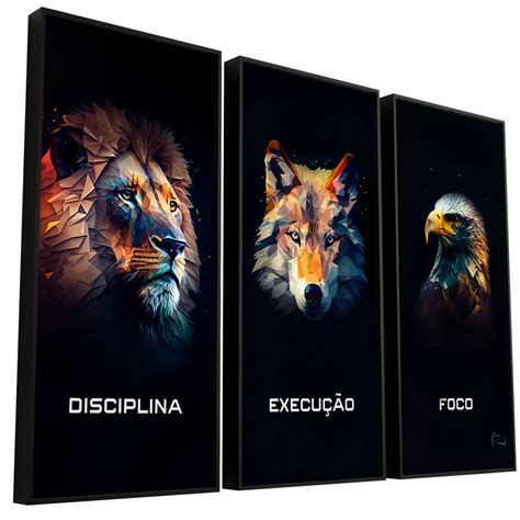Quadro Disciplina Execução e Foco Geométrico 3 Peças