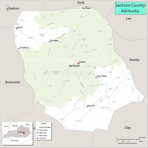 Map Of Jackson County Kentucky Showing Cities Highways Important