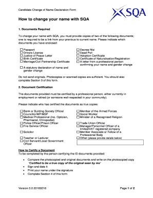 Fillable Online Sqa Org How To Change Your Name With SQA Fax Email
