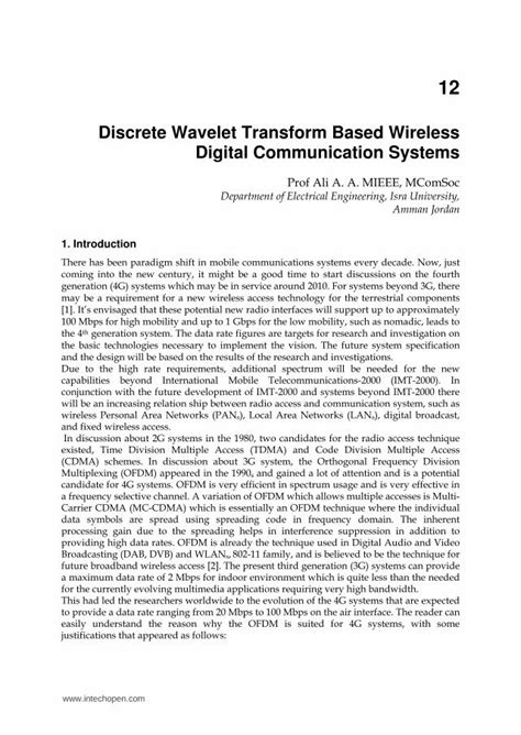 pdf intech discrete wavelet transform based wireless digital communication systems dokumen tips