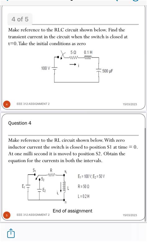 Solved Make Reference To The RLC Circuit Shown Below Find Chegg