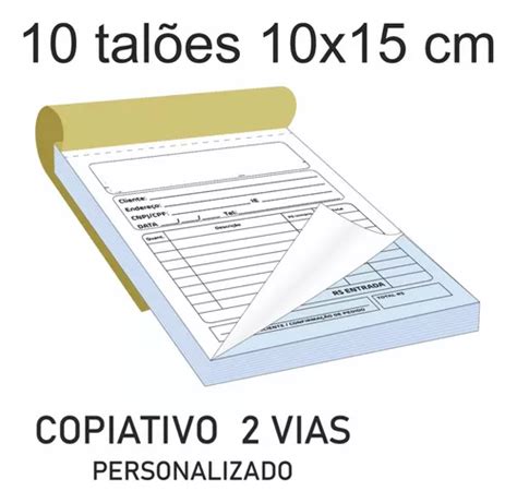10 Blocos Pedido Personalizado 10x15cm 2 Vias Autocopiativo