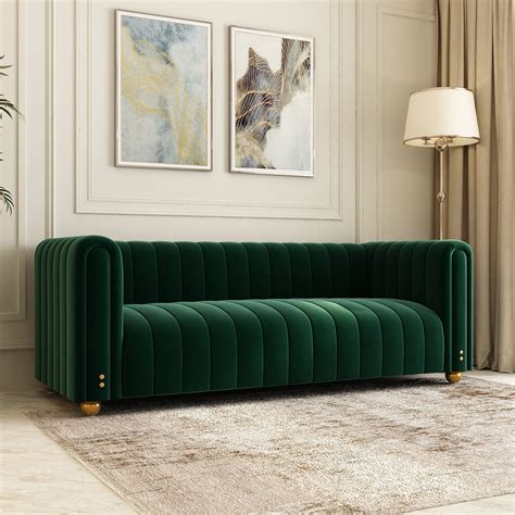 Buy Emerald Green Velvet Couch Inch Wide Mid Century Modern Sofa