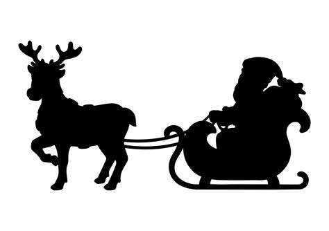 Santa Claus Lleva Regalos De Navidad En Un Trineo De Renos Silueta