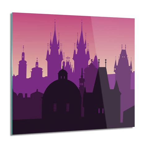 Praga grafika noc foto szklane na ścianę 60x60 cm ArtPrintCave