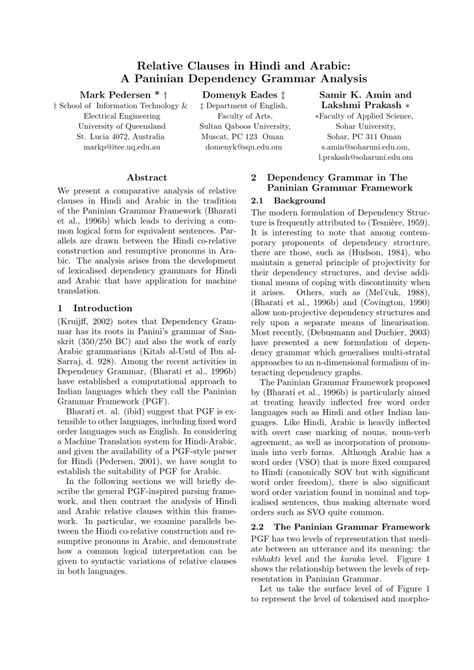 pdf parsing arabic relative clauses a paninian dependency grammar approach