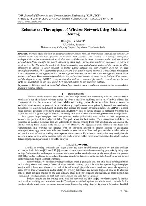 pdf enhance the throughput of wireless network using multicast routing iosr journals