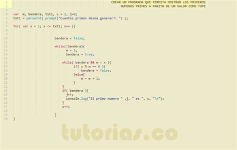 ciclo for javascript primeros numeros primos