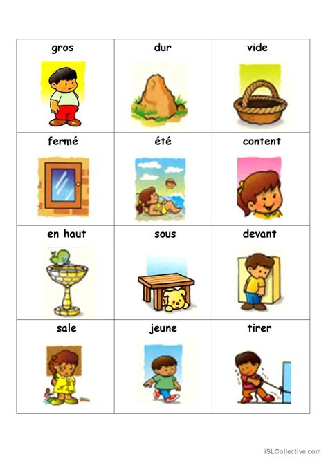 Les Contraires Fran Ais Fle Fiches Pedagogiques Pdf Doc