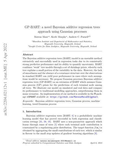 pdf gp bart a novel bayesian additive regression trees approach using gaussian processes