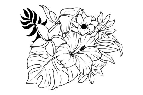 Hawaiian Flowers Printable Coloring Pages